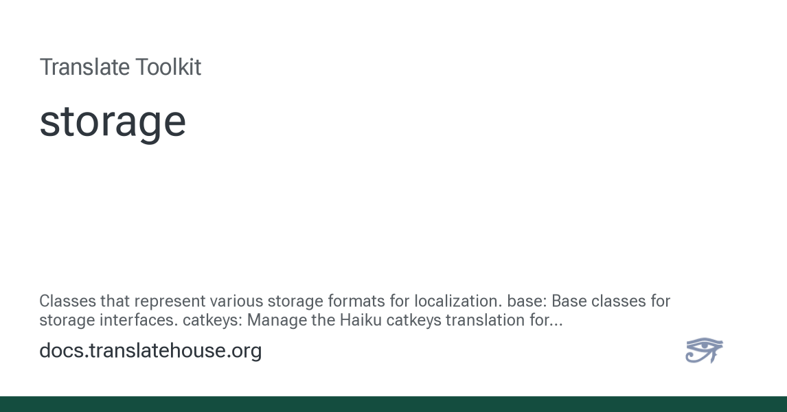 storage - Translate Toolkit 3.19.10 documentation